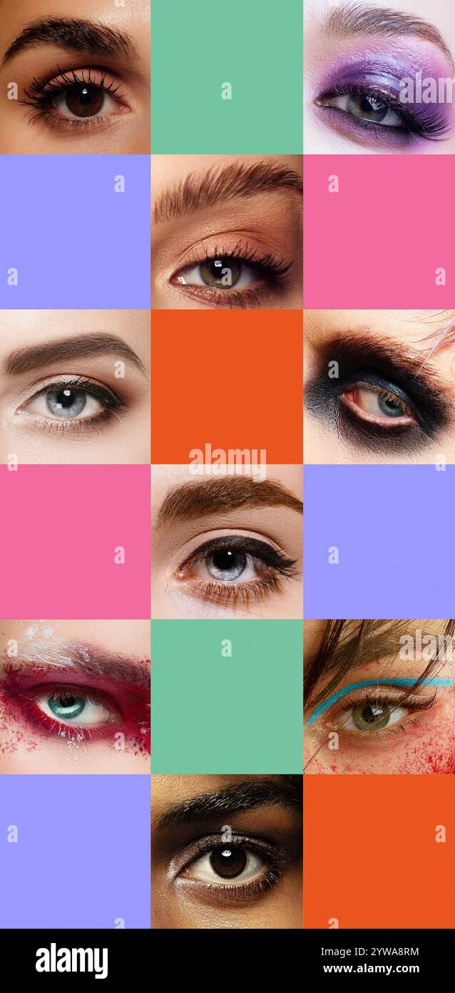Creative conceptual collage made with human eyes of different people ...