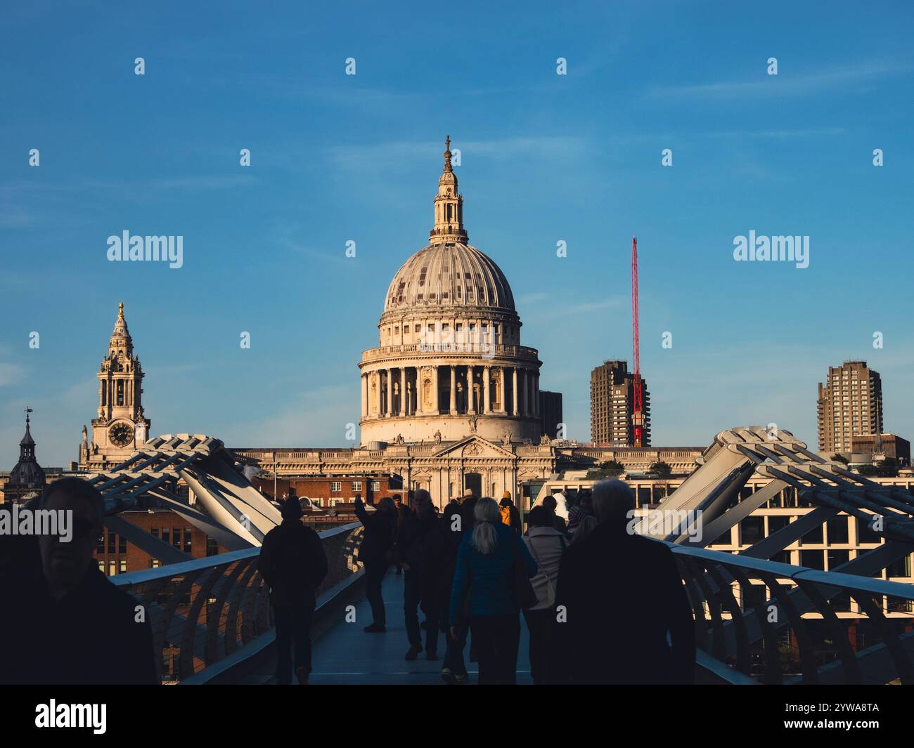 People walking on the Millennium Bridge, St Pauls Cathedral, City of ...