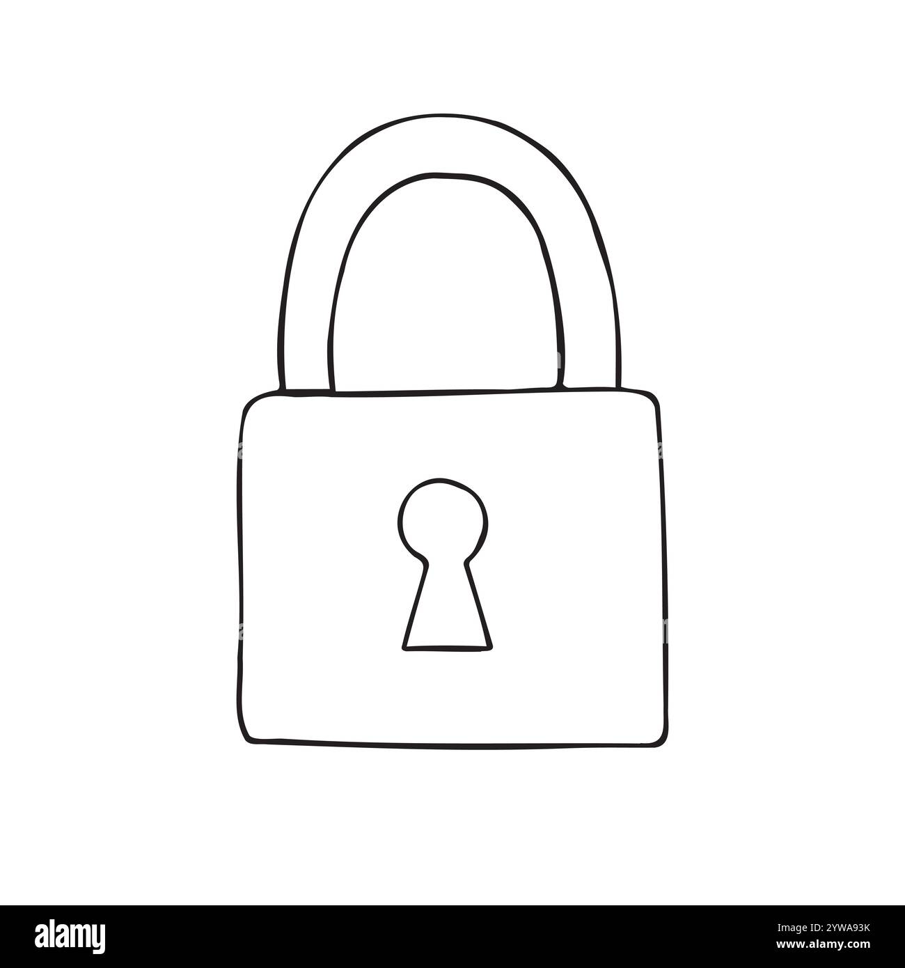 Vector hand drawn sketch doodle outline lock isolated on white ...
