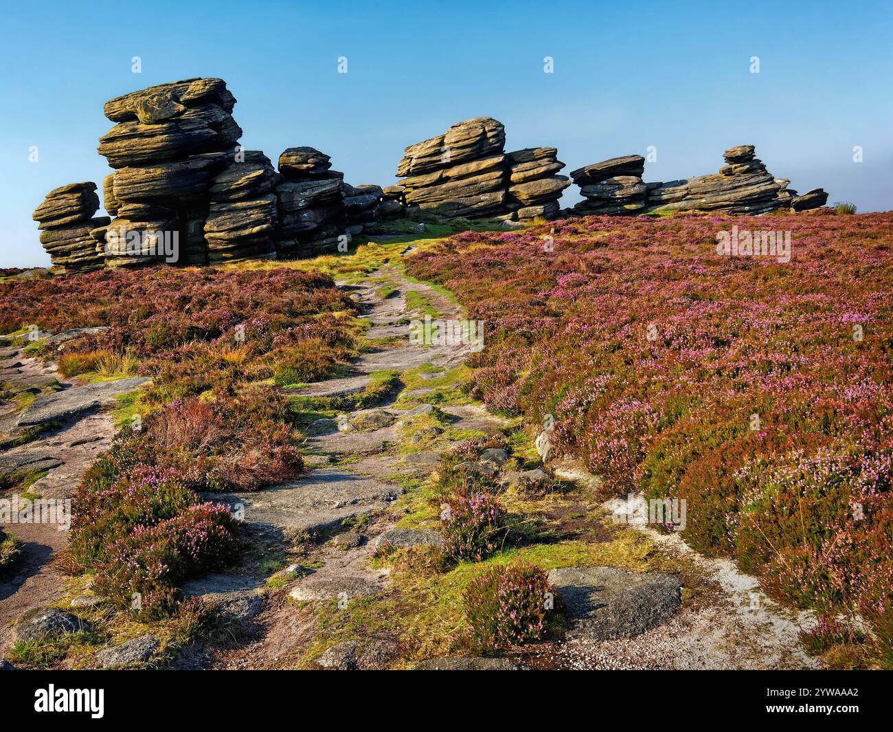 UK, Derbyshire, Peak District, Derwent Edge, Wheel Stones Stock Photo ...
