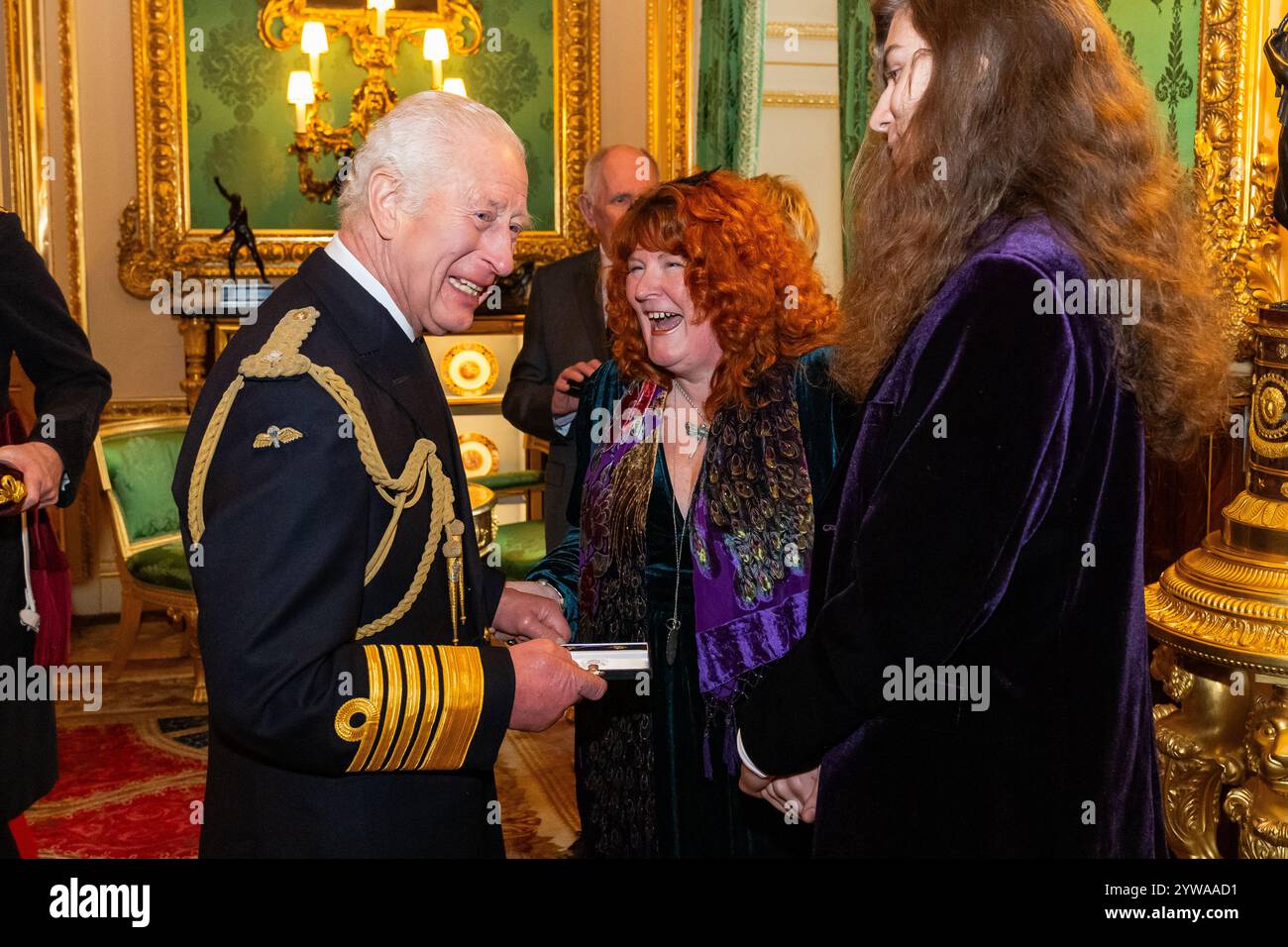 King Charles III presents an Elizabeth Emblem to Rebecca Lombard-Earl ...