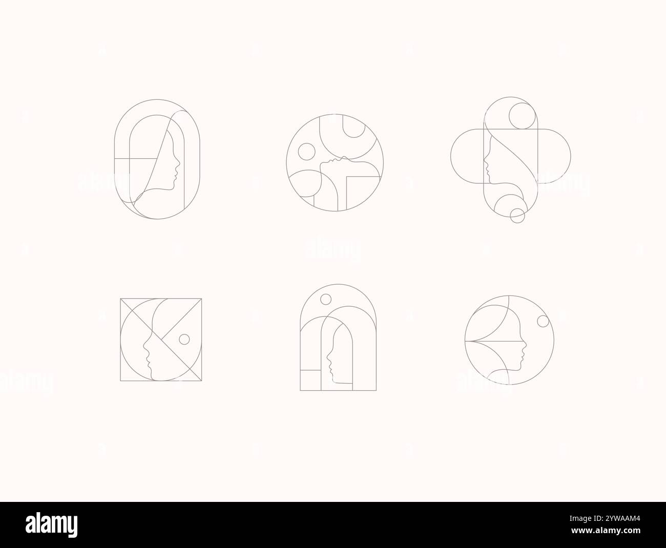 Female silhouettes drawing in minimalist linear art style on light ...
