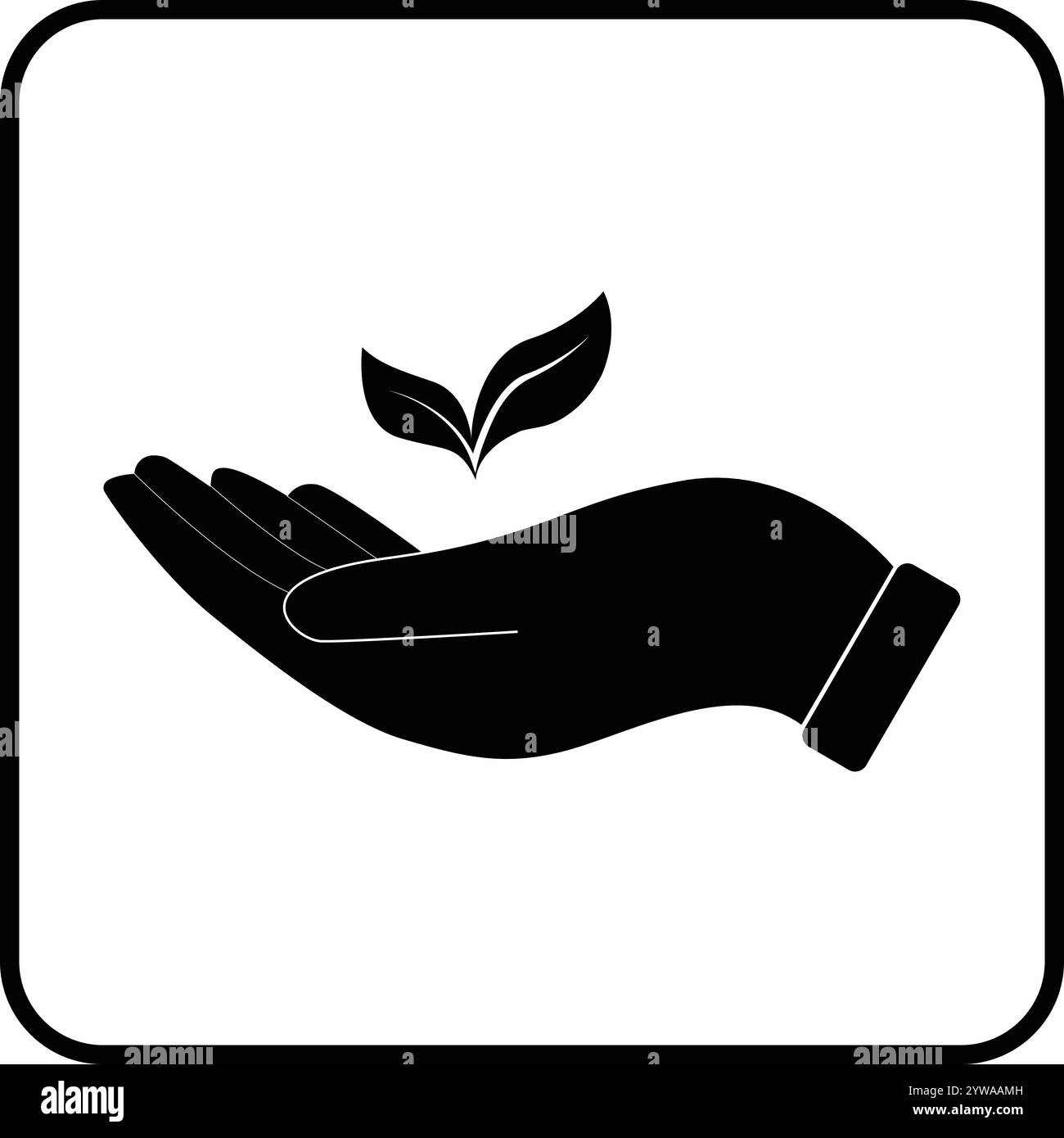 Leaves in Hand label, Hand holding Plant, save earth label, Green ...