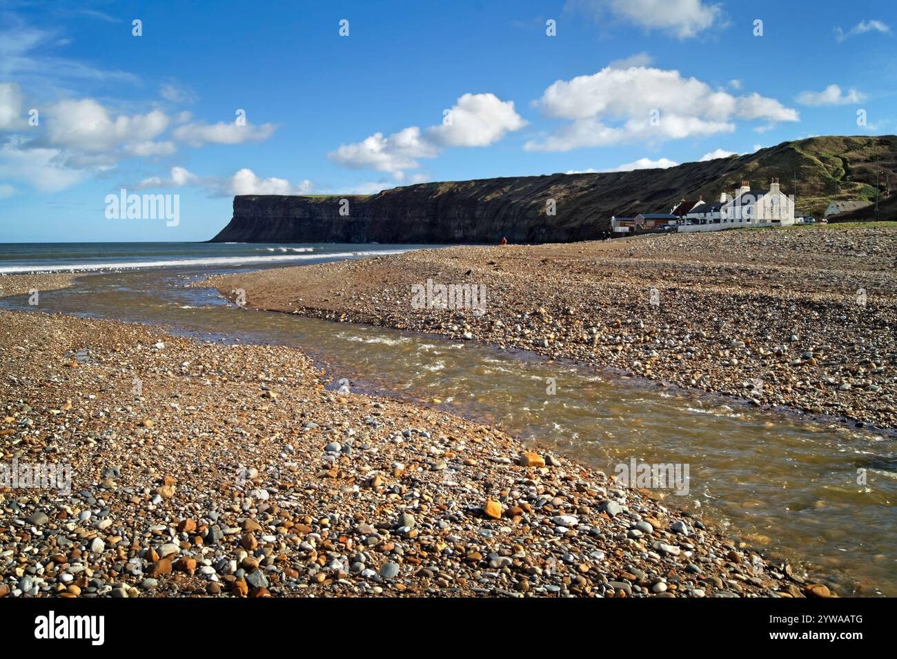 UK, North Yorkshire, Saltburn-by-the-Sea, Skelton Beck and Hunt Cliff ...