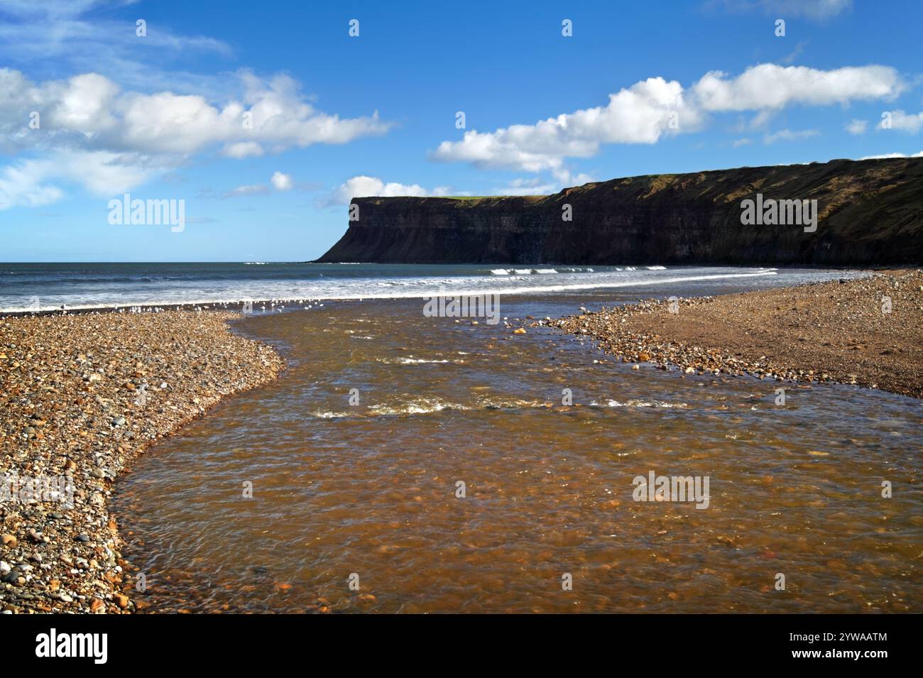 UK, North Yorkshire, Saltburn-by-the-Sea, Skelton Beck and Hunt Cliff ...