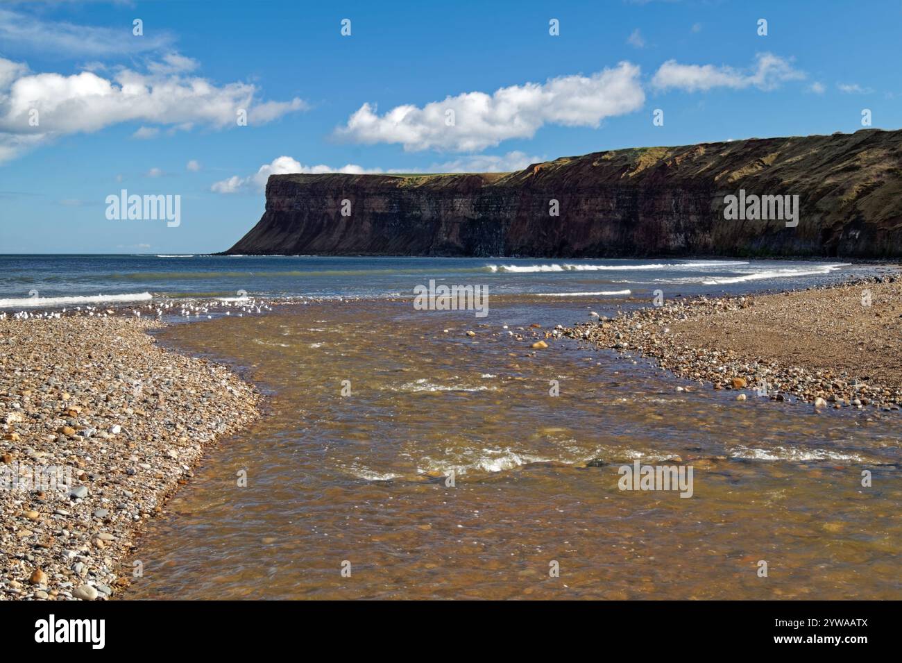 UK, North Yorkshire, Saltburn-by-the-Sea, Skelton Beck and Hunt Cliff ...
