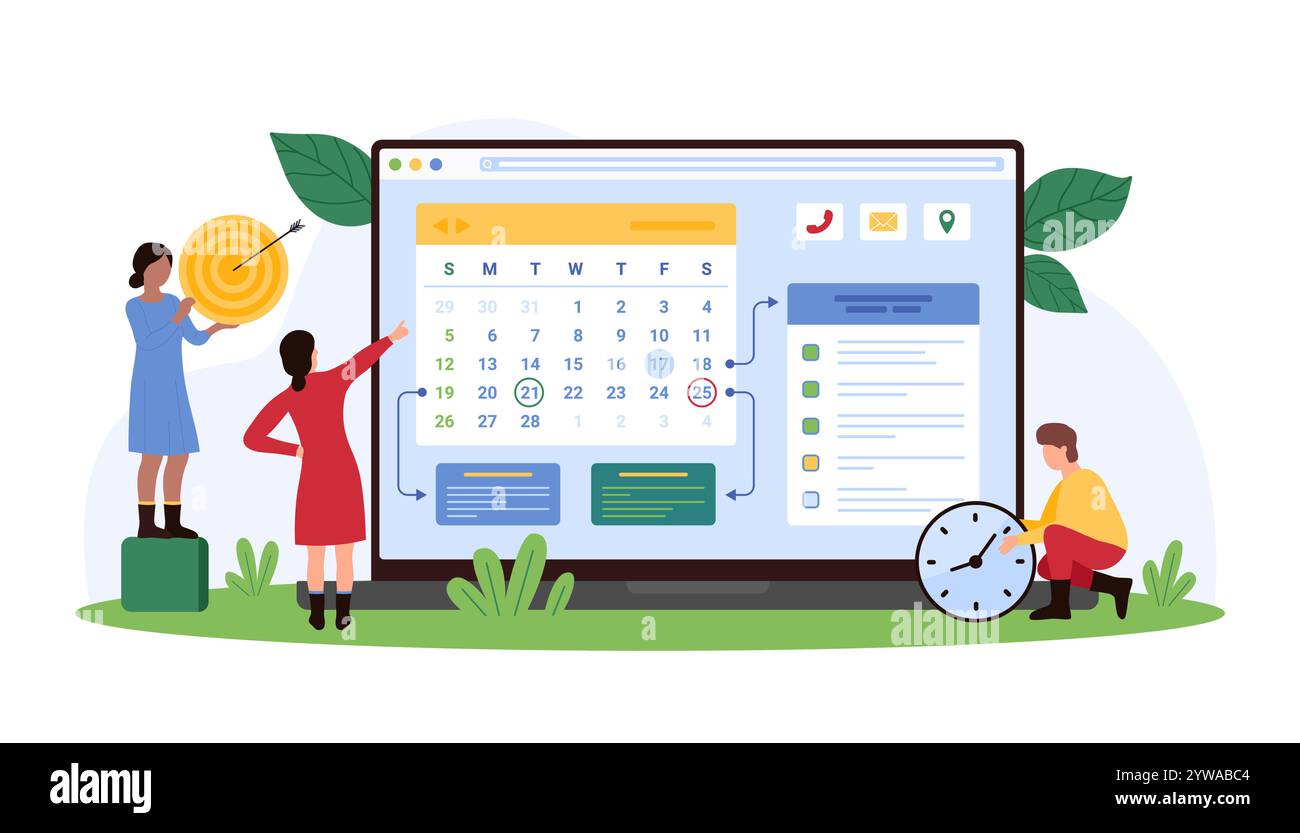 Team uses a large digital calendar to manage tasks and schedules. Scene ...