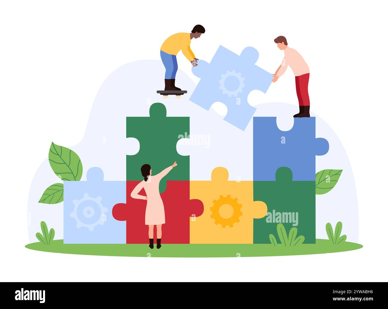 Business partnership, success challenge of building collaboration. Tiny ...