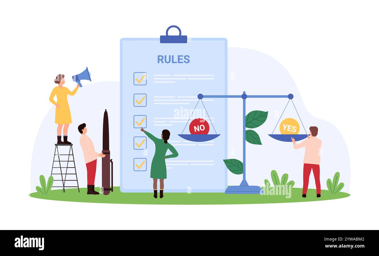 Business decision right and wrong according to rules, policy. Tiny ...