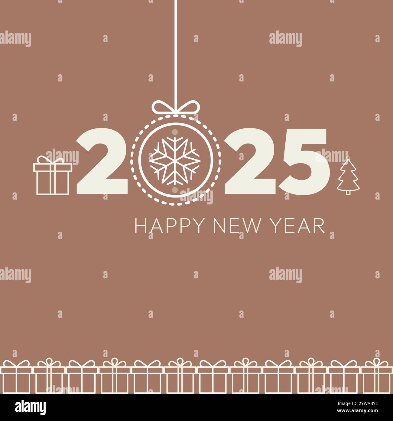 2025 Happy New Year Greeting Card, Minimalist Flat Design, Vector ...