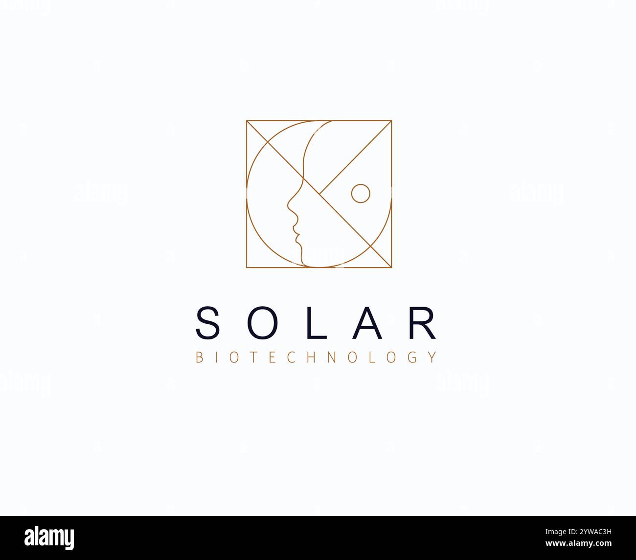 Female linear silhouette label lettering solar biotechnology drawing on ...
