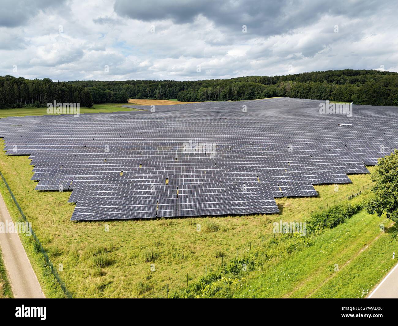 large field of solar cells in Germany in late summer Stock Photo - Alamy