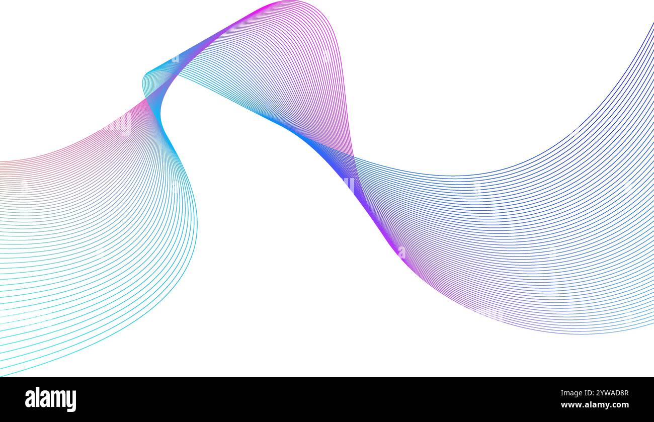 Dynamic wave patterns in blue and pink colors. Vector illustration ...