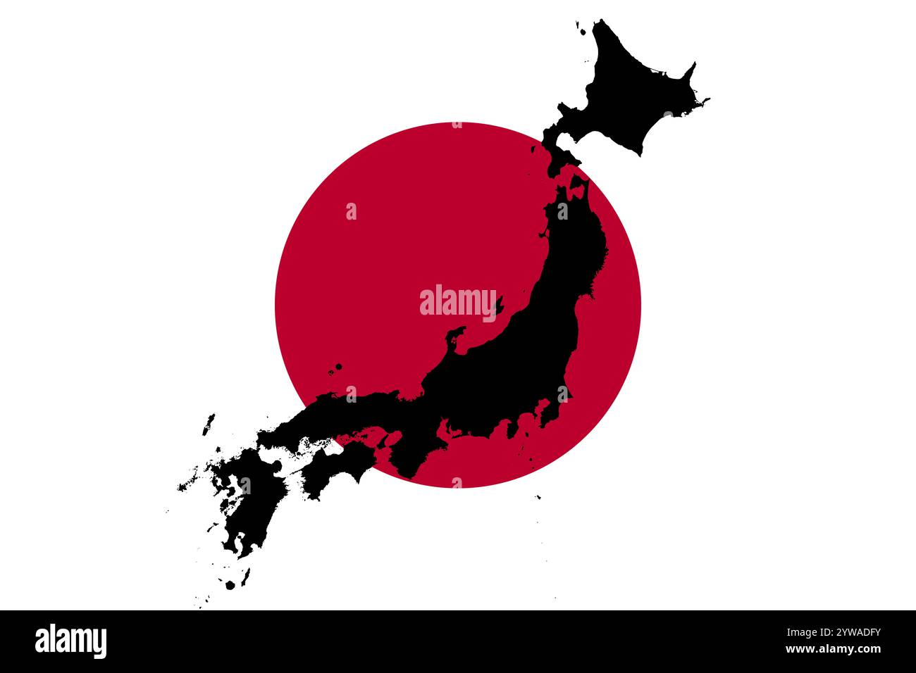 Japan, the country silhouette on the national flag, a crimson-red ...