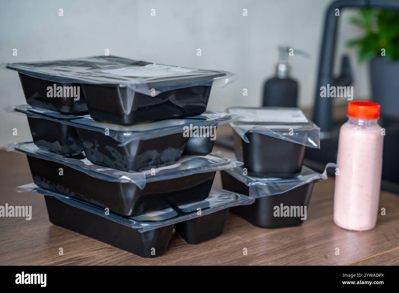 Black boxes with healthy diet plan for weight loss, delivery of daily ...