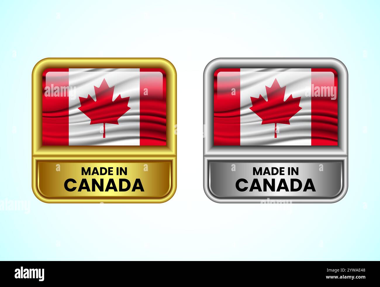 Made in Canada label icon in gold and silver color. Flag icon set for ...