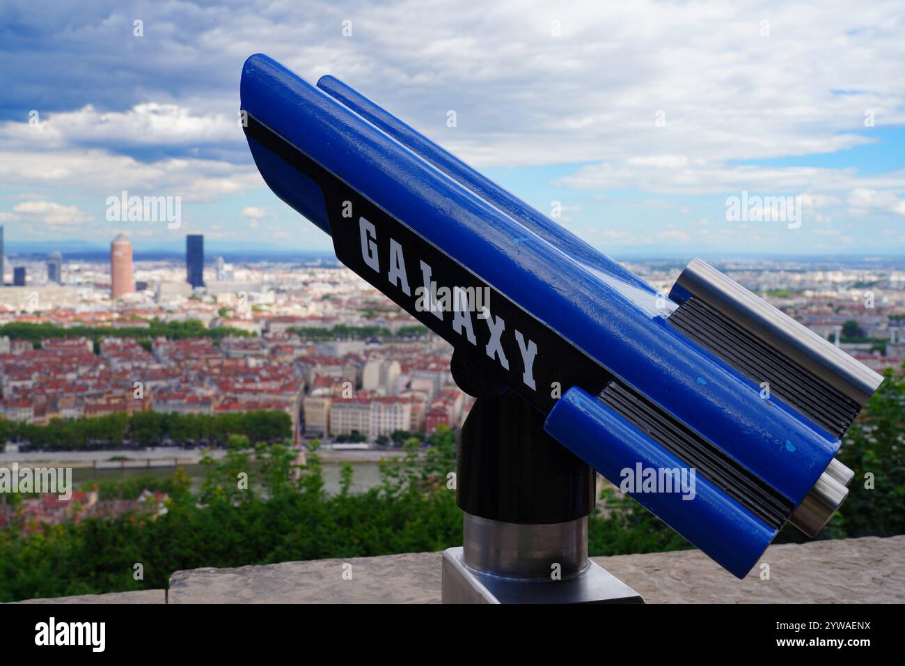 LYON, FRANCE -4 JULY 2024- Landscape view of downtown Lyon seen from ...