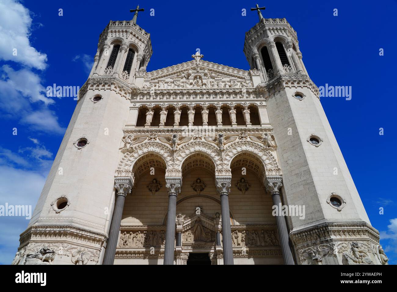 LYON, FRANCE -4 JULY 2024- View of the Basilica of Notre Dame of ...