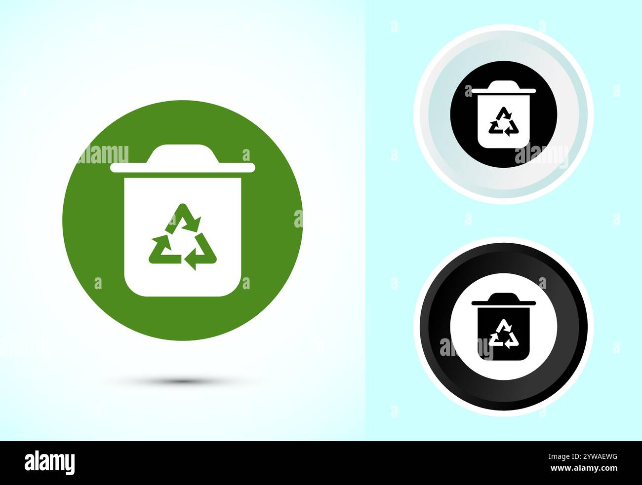 Recycling bin icon design illustration. Environment icon, trash bin ...