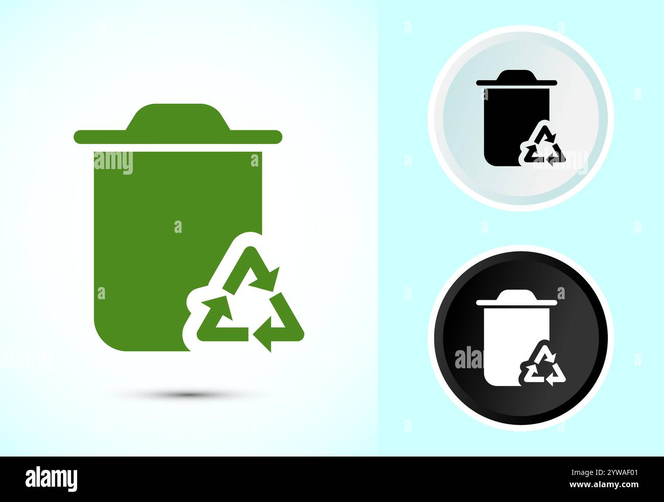 Recycling bin icon design illustration. Environment icon, trash bin ...