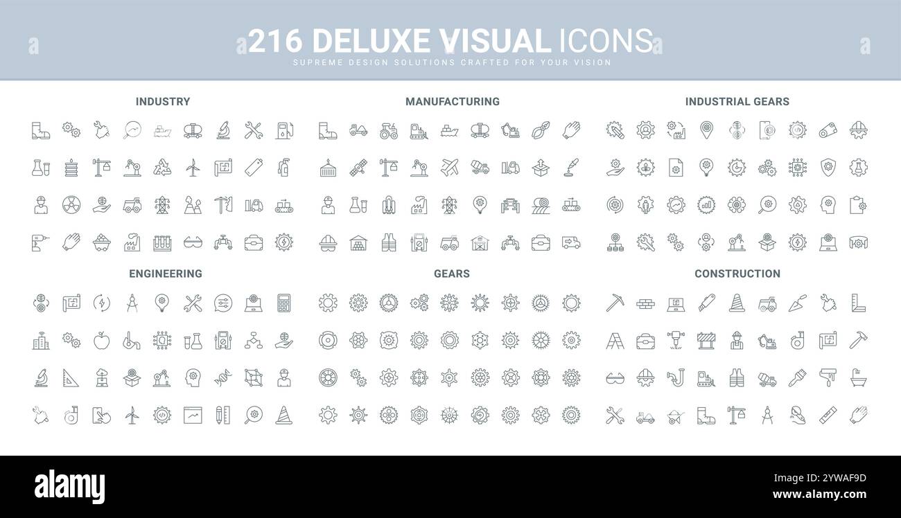 Gear System Manufacturing And Engineering Productivity Operation Line Icon Set Modification