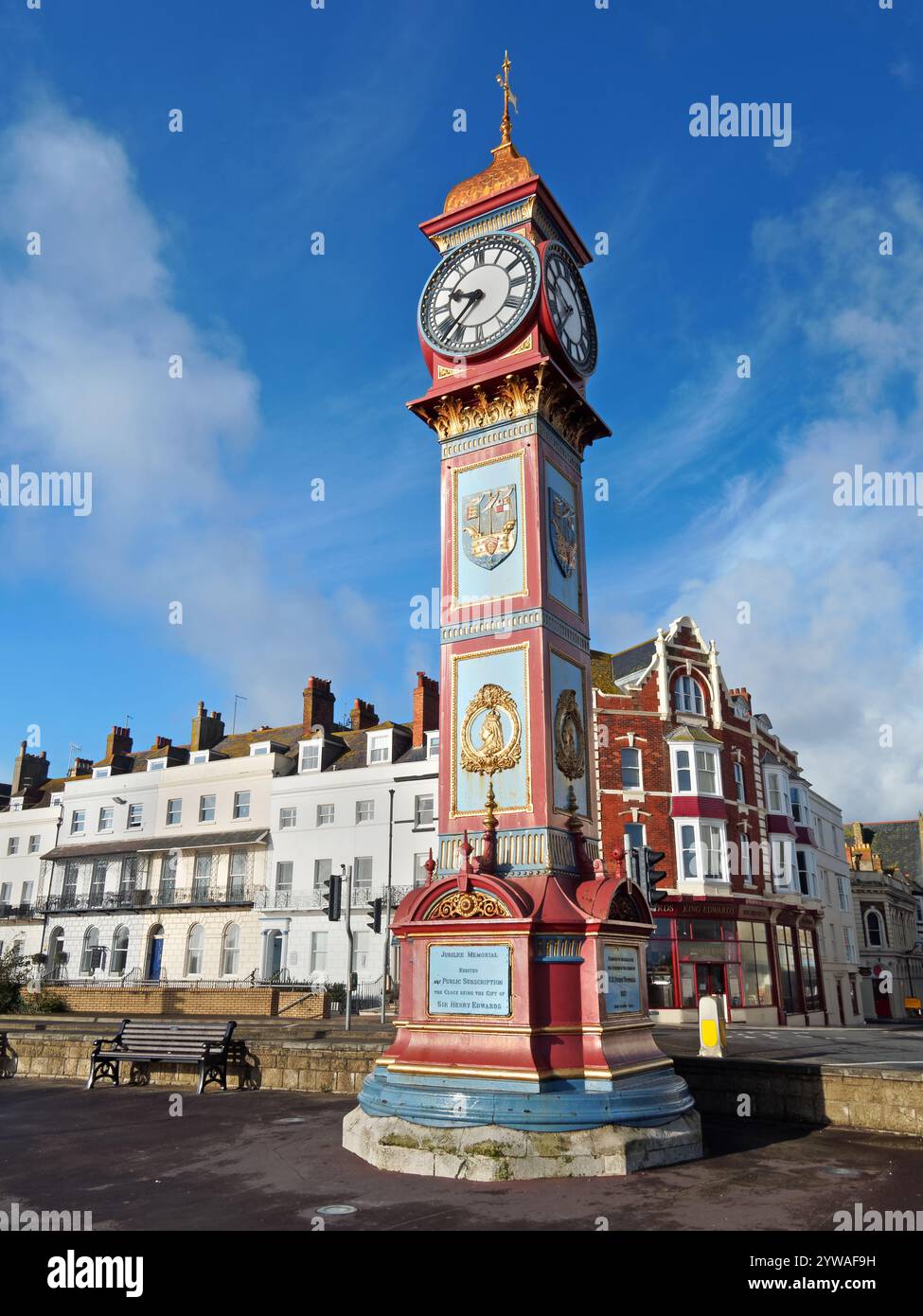 UK, Dorset, Weymouth, Jubilee Clock Tower and Esplanade Stock Photo - Alamy