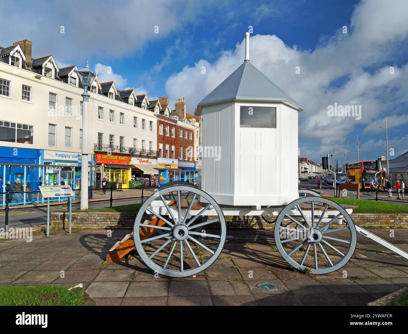 UK, Dorset, Weymouth, Bathing Machine next to the Esplanade Stock Photo ...