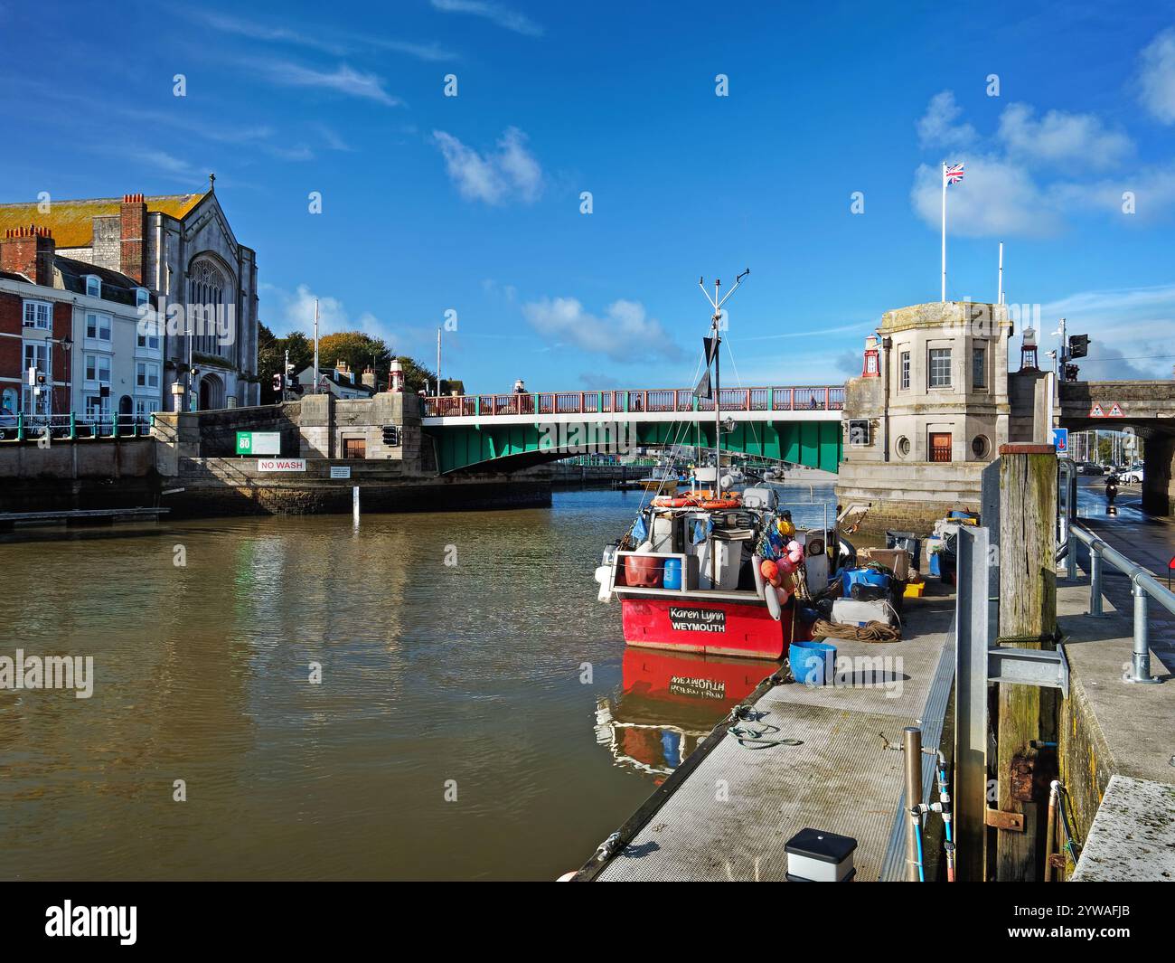 UK, Dorset, Weymouth, Harbour, Town Bridge from Custom House Quay Stock ...