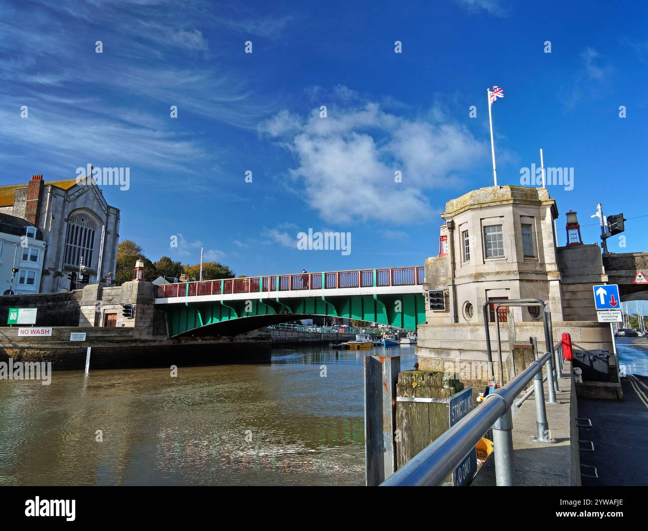 UK, Dorset, Weymouth, Harbour, Town Bridge from Custom House Quay Stock ...