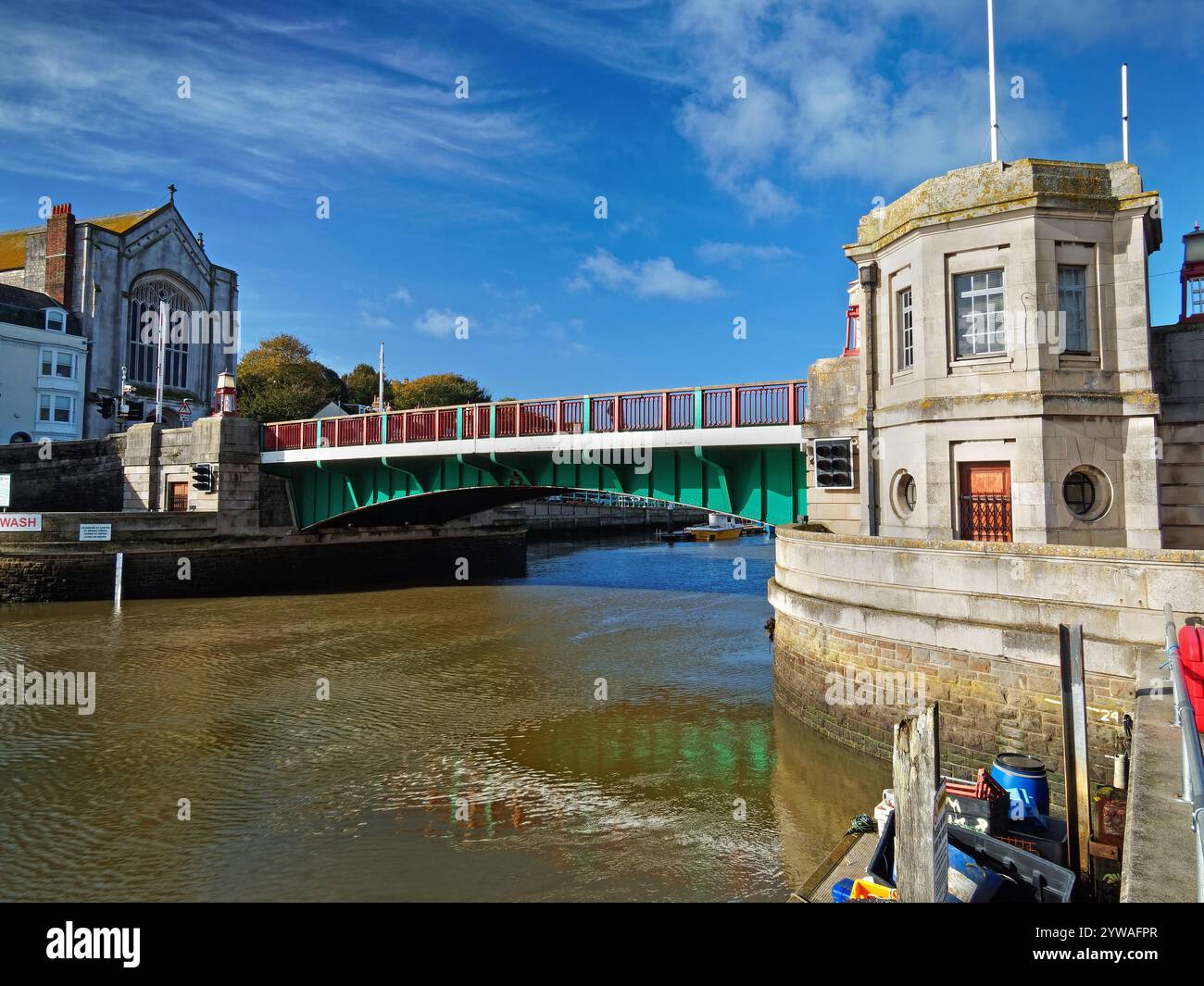 UK, Dorset, Weymouth, Harbour, Town Bridge from Custom House Quay Stock ...