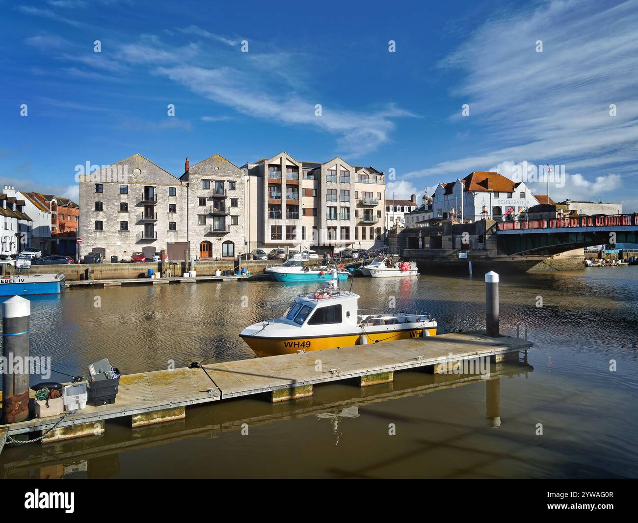 UK, Dorset, Weymouth, Harbour, Town Bridge from North Quay Stock Photo ...