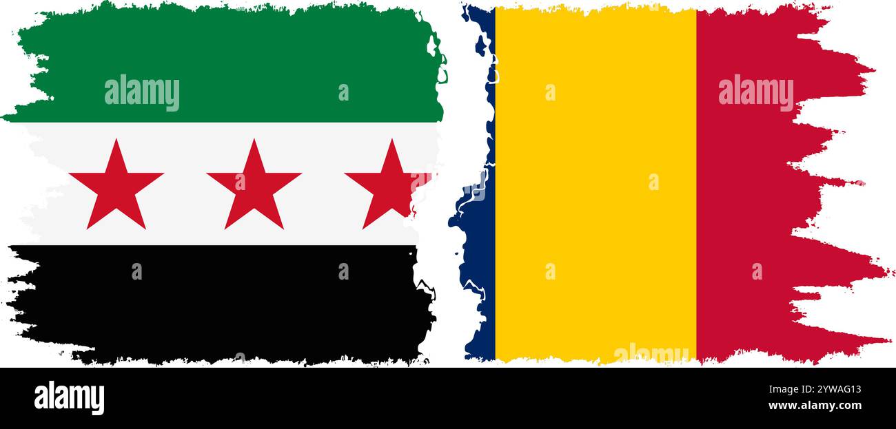 Chad and Syrian Revolution grunge flags connection, vector Stock Vector ...