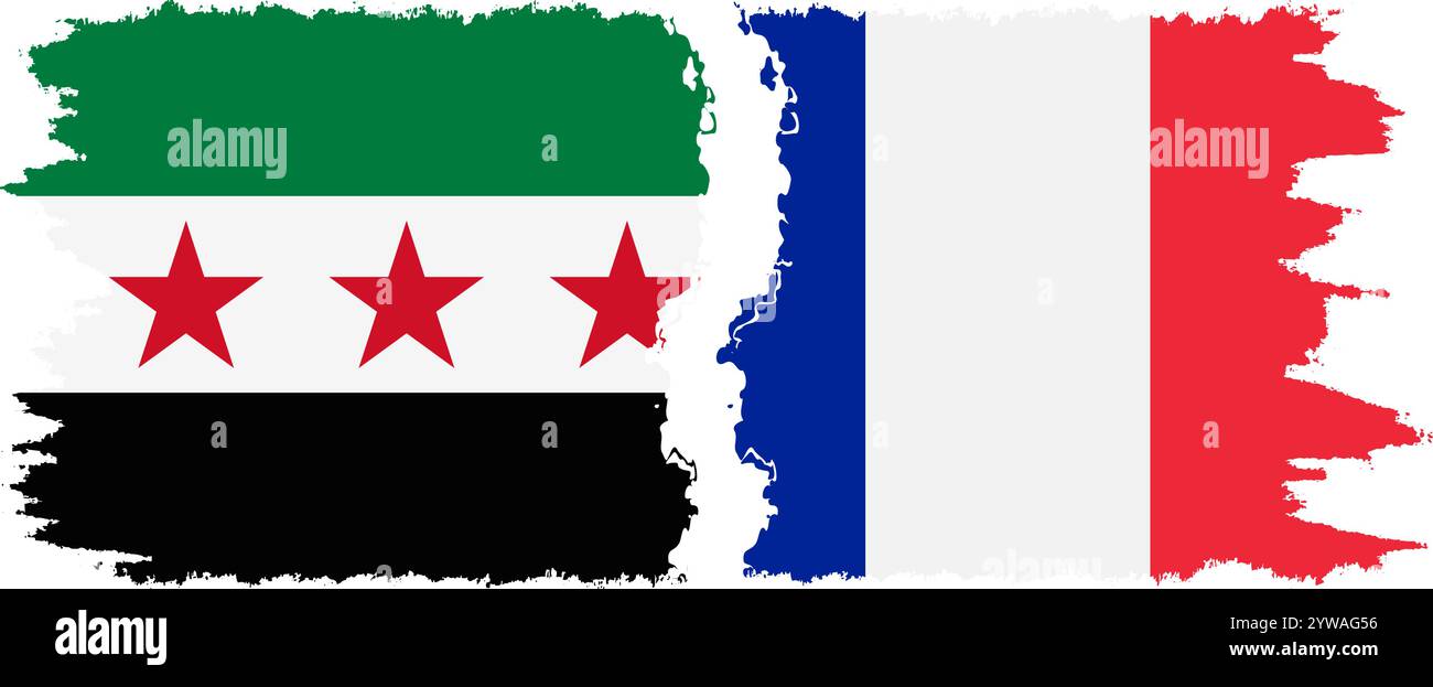 France and Syrian Revolution grunge flags connection, vector Stock ...
