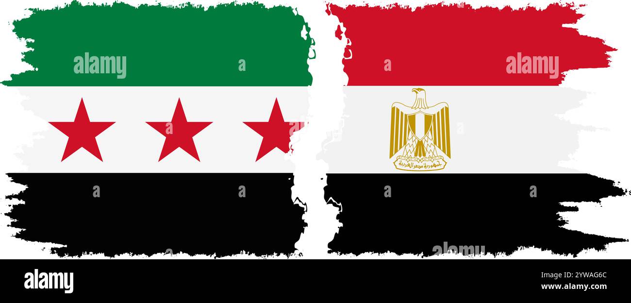 Egypt and Syrian Revolution grunge flags connection, vector Stock ...