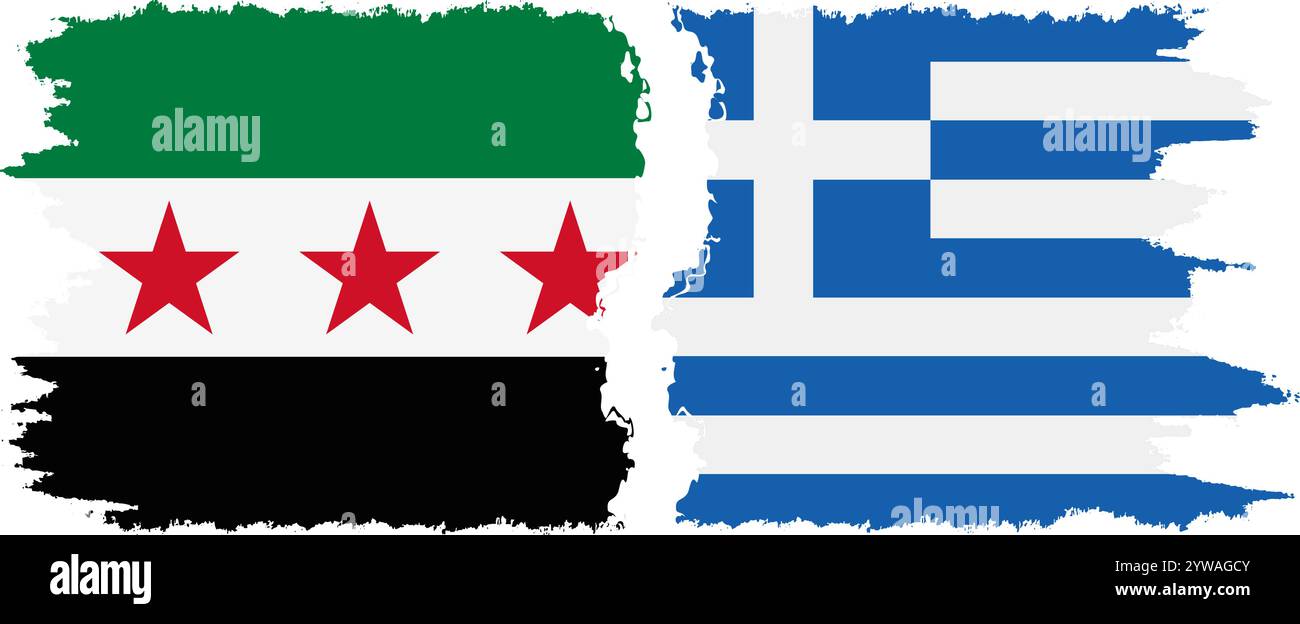 Greece and Syrian Revolution grunge flags connection, vector Stock ...