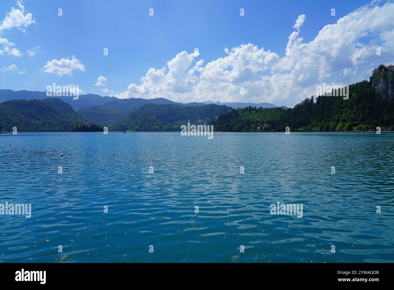 BLED, SLOVENIA -22 JUNE 2024- Landscape view of Lake Bled in summer ...