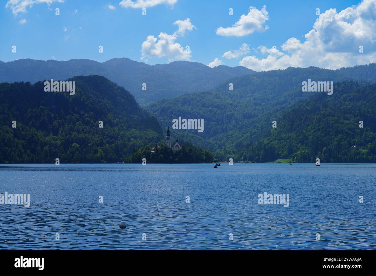 BLED, SLOVENIA -22 JUNE 2024- Landscape view of Lake Bled in summer ...
