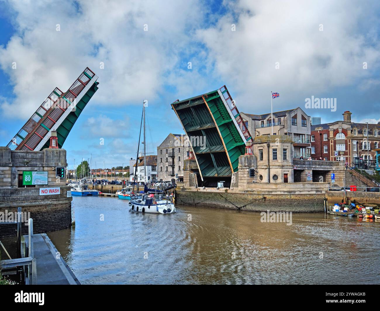 UK, Dorset, Weymouth, Harbour, Town Bridge and Custom House Quay Stock ...