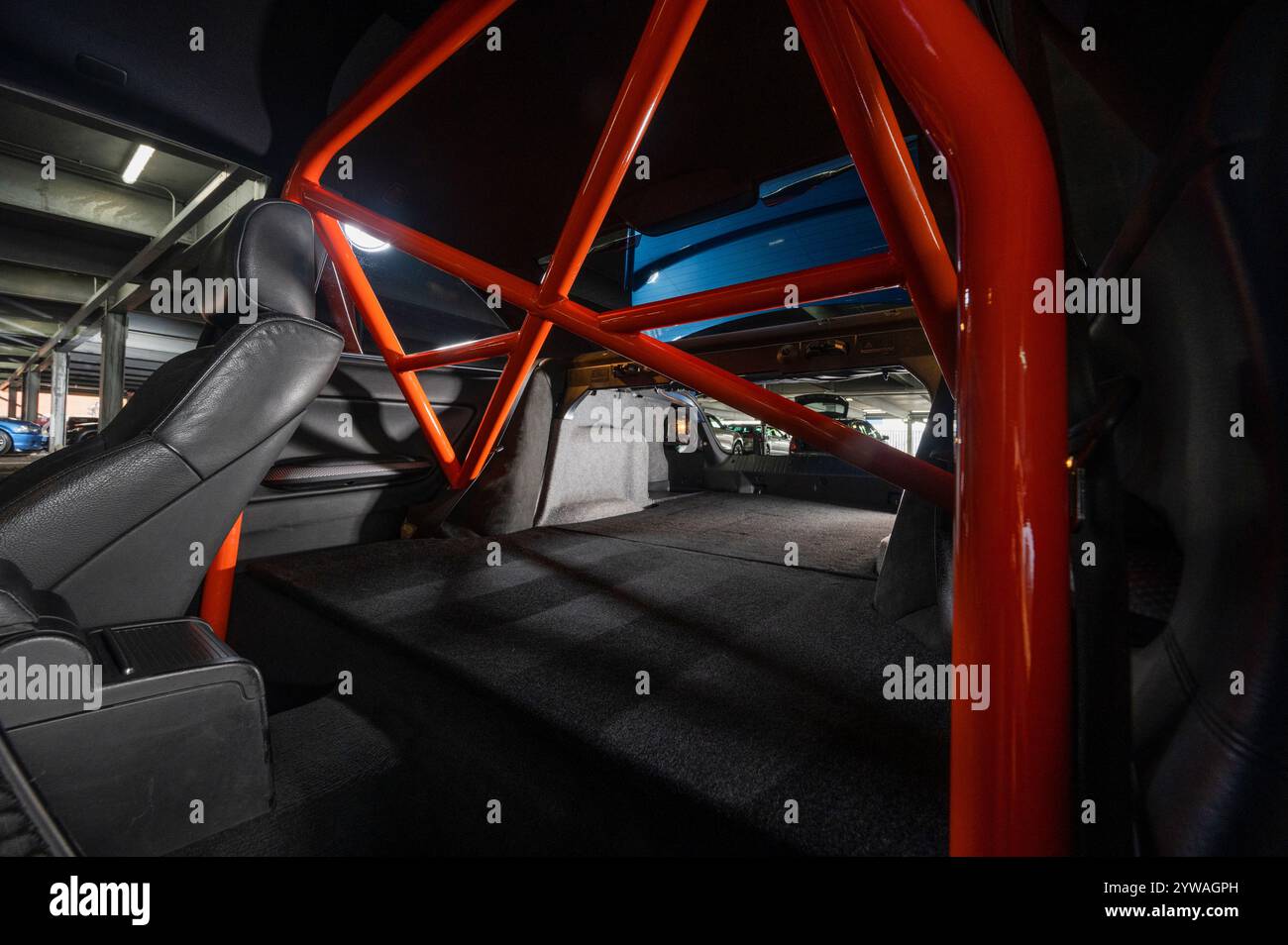 Roll cage in a BMW E46 M3 Clubsport German performance car Stock Photo ...