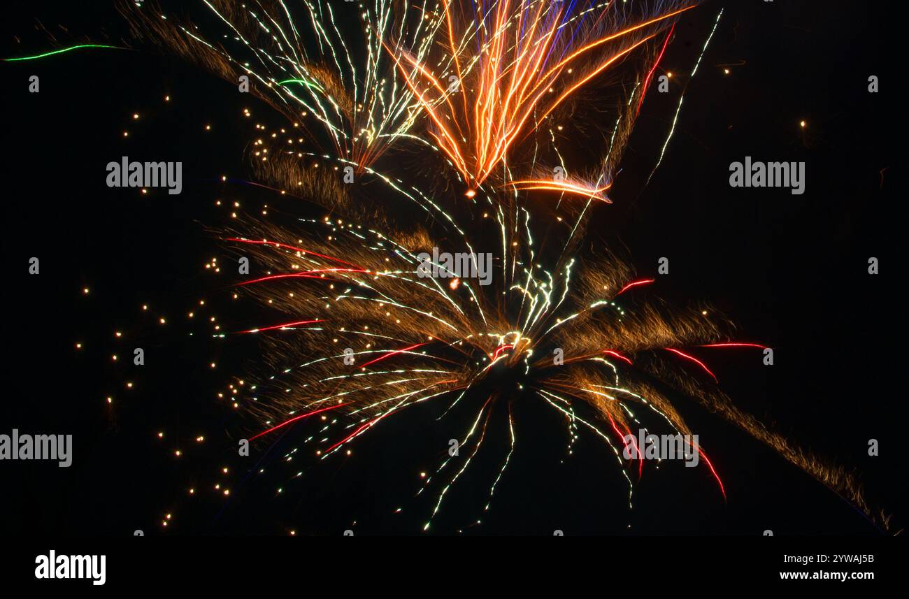 nAn artistic capture of fireworks displaying intricate patterns and ...