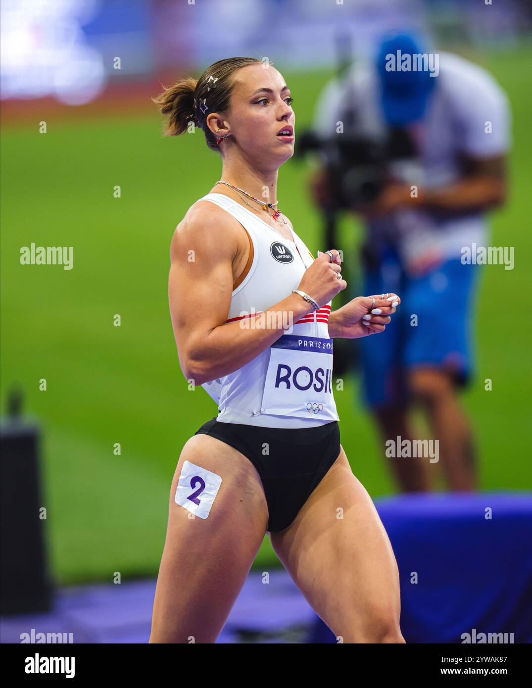 Rani Rosius participating in the 100 meters relay at the Paris 2024 Olympic Games Stock Photo ...