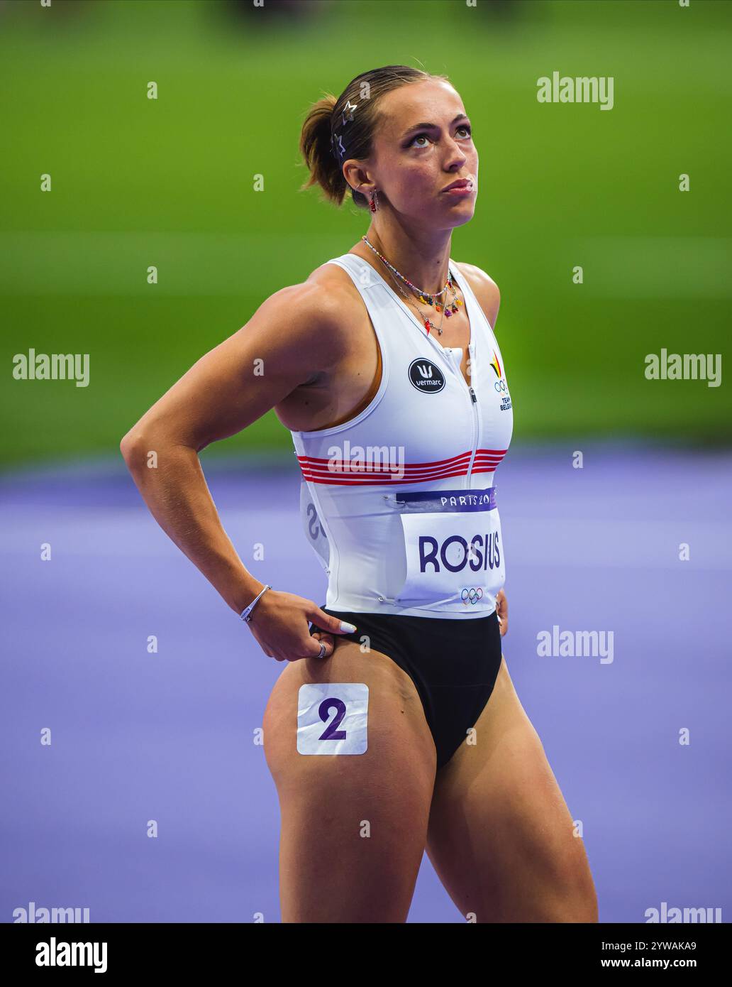 Rani Rosius participating in the 100 meters at the Paris 2024 Olympic ...