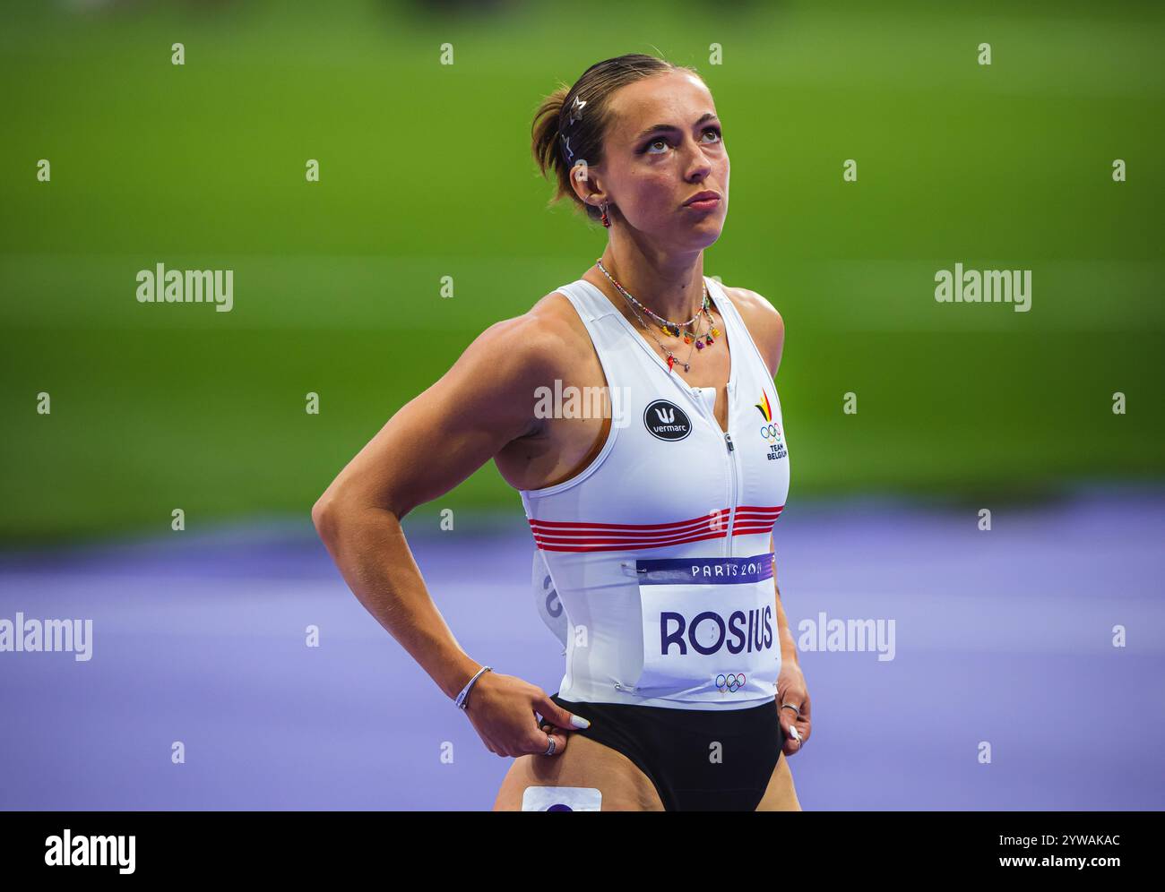 Rani Rosius participating in the 100 meters at the Paris 2024 Olympic ...