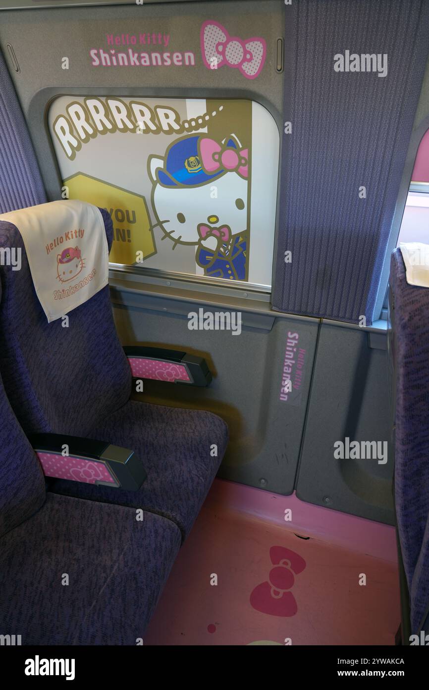 OSAKA, JAPAN -9 NOV 2024- View of the special livery Hello Kitty Shinkansen, a high-speed bullet ...