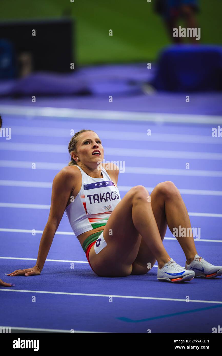Boglárka Takács participating in the 100 meters at the Paris 2024 ...