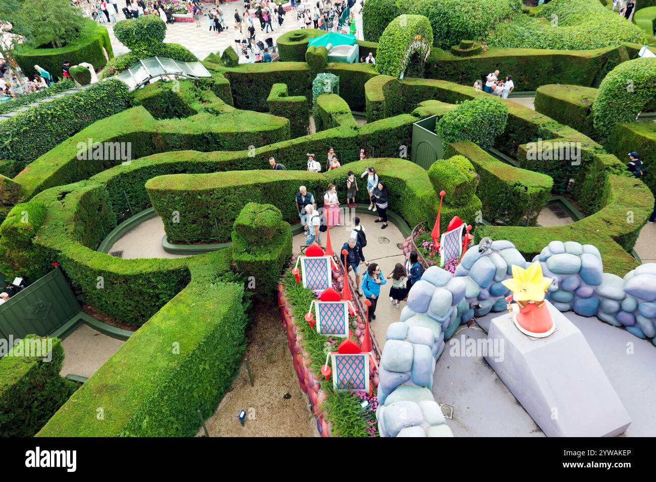 View of the Alice's Curious Labyrinth, hedge maze, looking down from ...