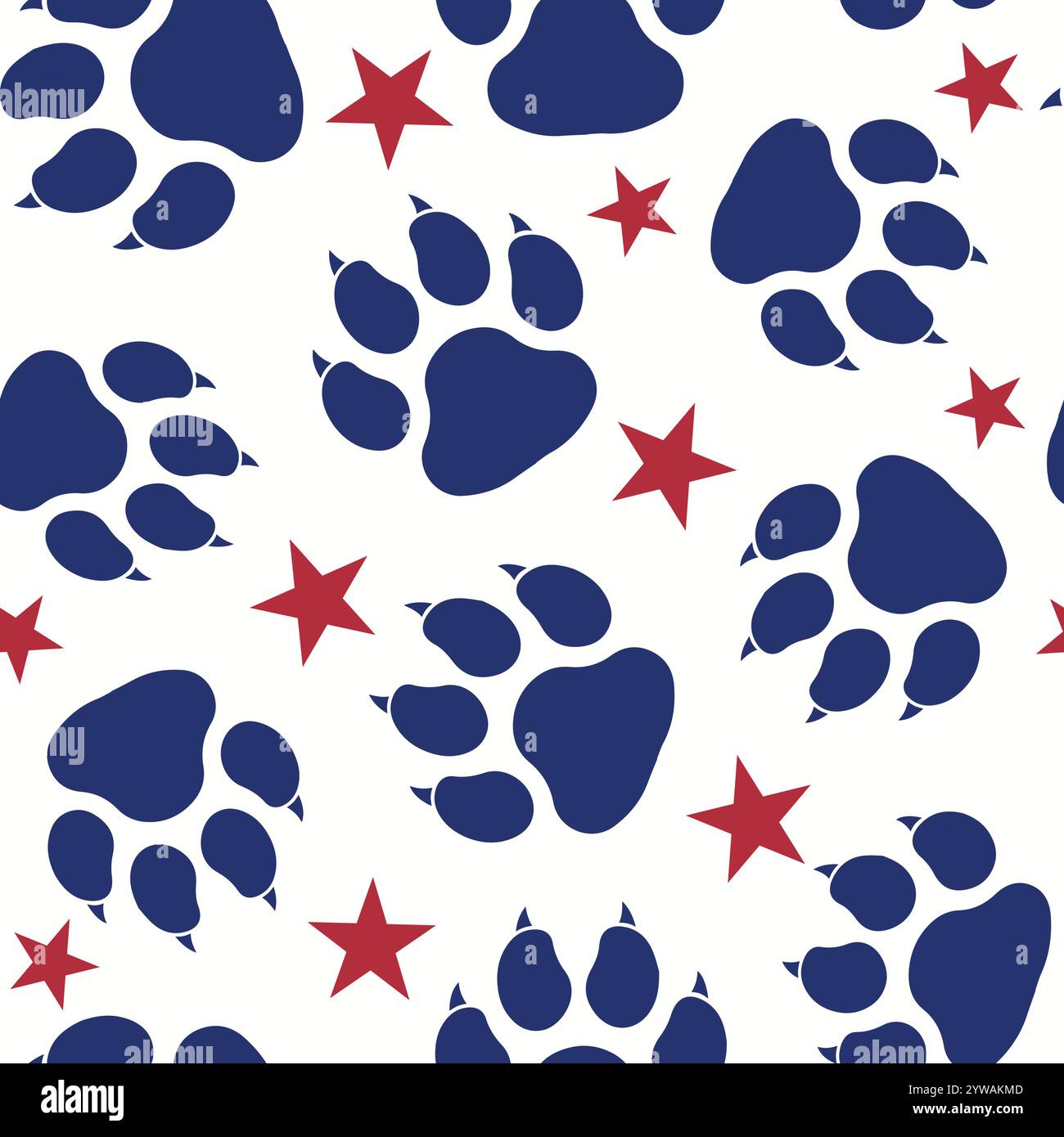 Cute dog paw prints in USA national flag blue red white seamless vector ...