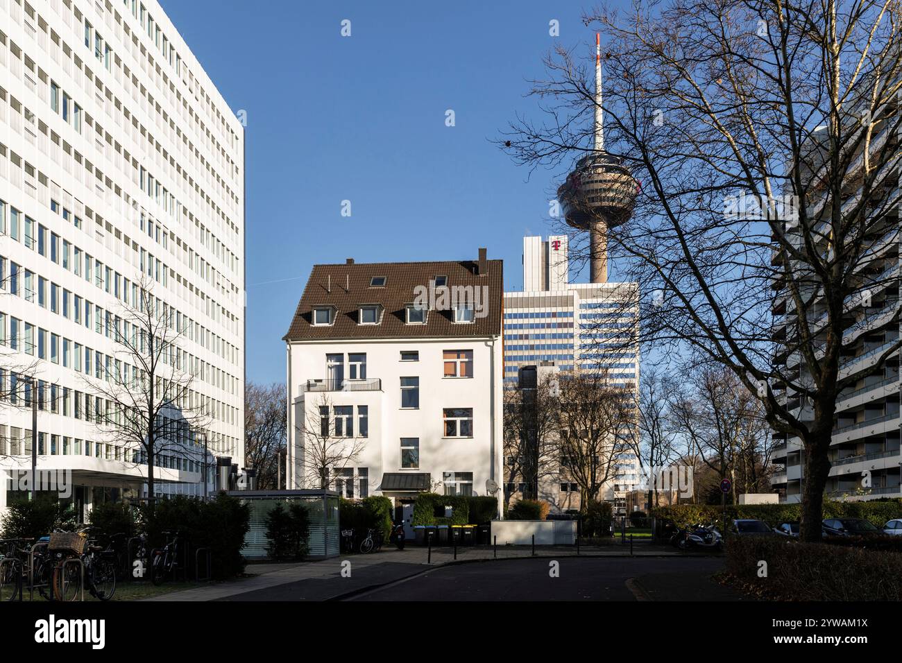 residential building between office tower and high-rise building on ...