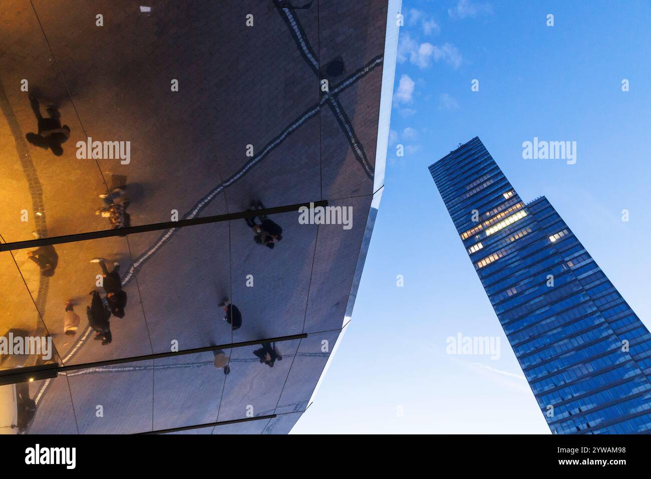 the Cologne Tower at the Mediapark, visitors of the Cinedom movie ...