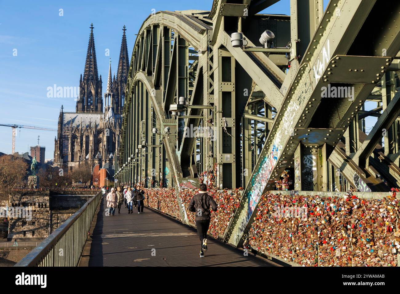 padlocks on fence of footpath of the Hohenzollern railway bridge, the ...